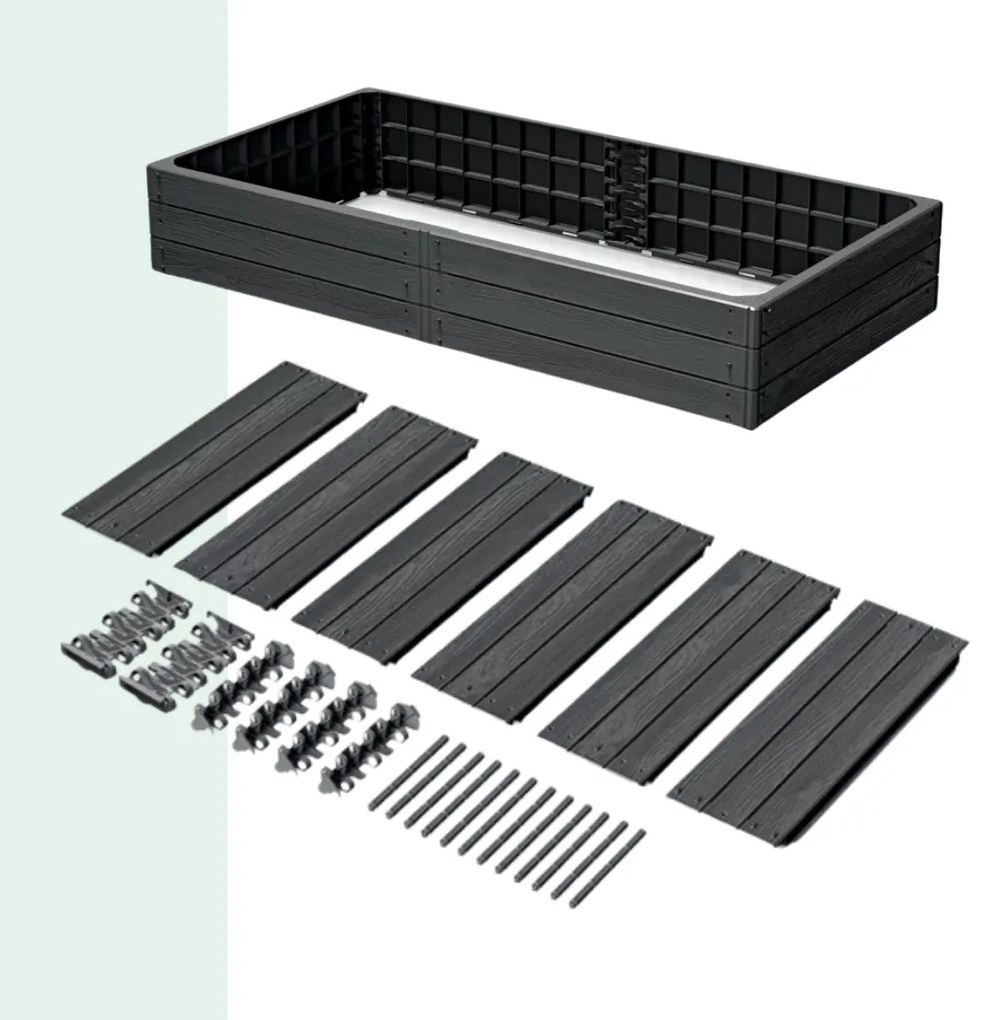 Vyvýšený záhon WOODY 149x75,6x25cm, antracitová Prosperplast