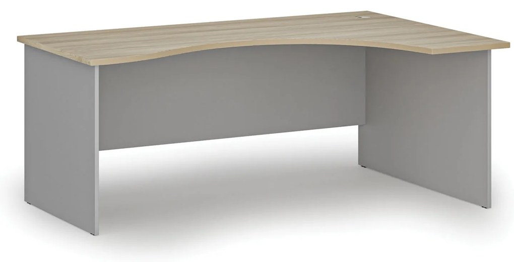 Ergonomický kancelářský psací stůl PRIMO GRAY, 180x120 cm, pravý, šedá/dub přírodní