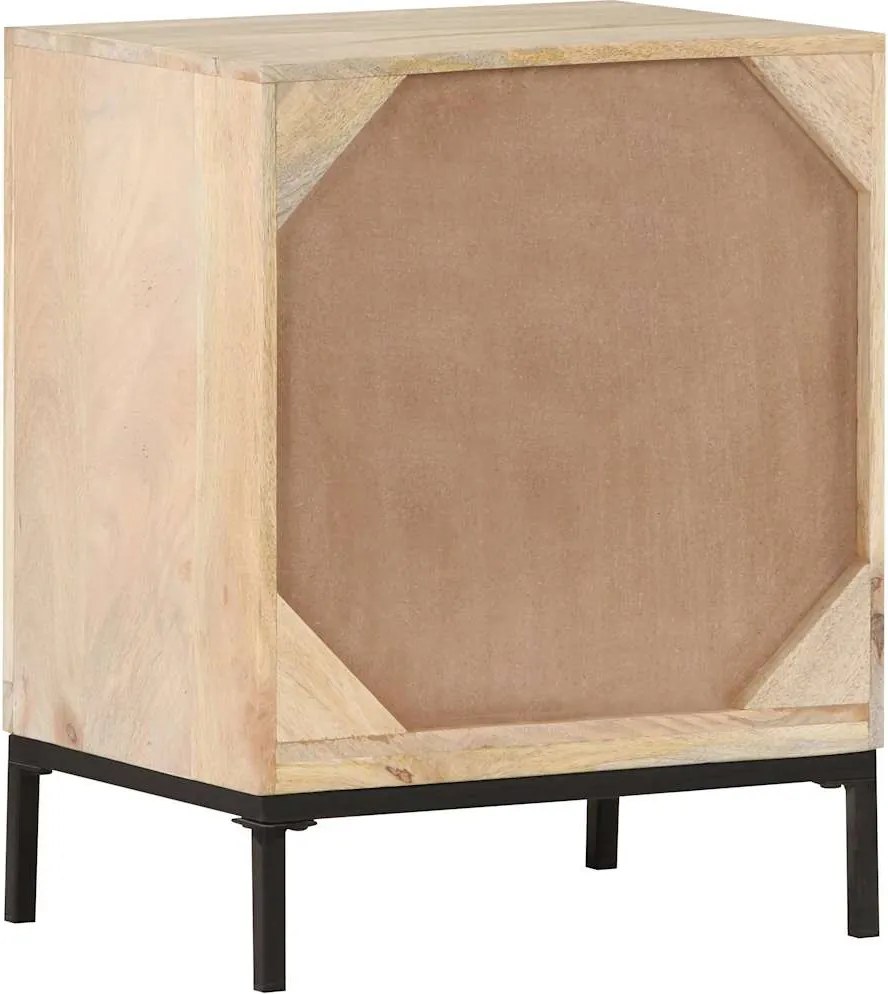 Noční stolek 40 x 30 x 50 cm masivní mangovník a přírodní rákos 323509