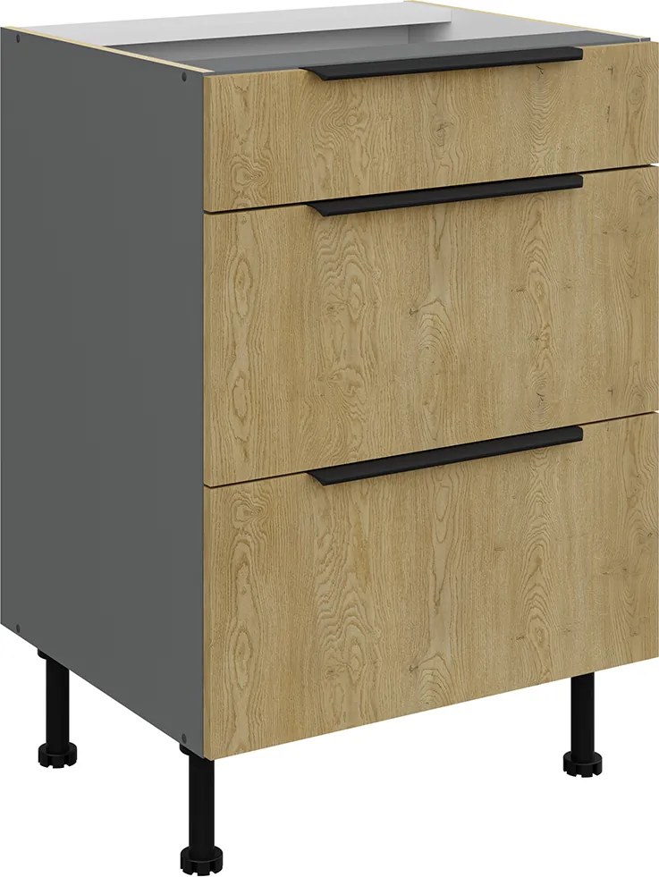 CREMONA ac | dolní skříňka 60 D 3S zásuvková | 60 cm | PREMIUM BOX | antracit/cremona