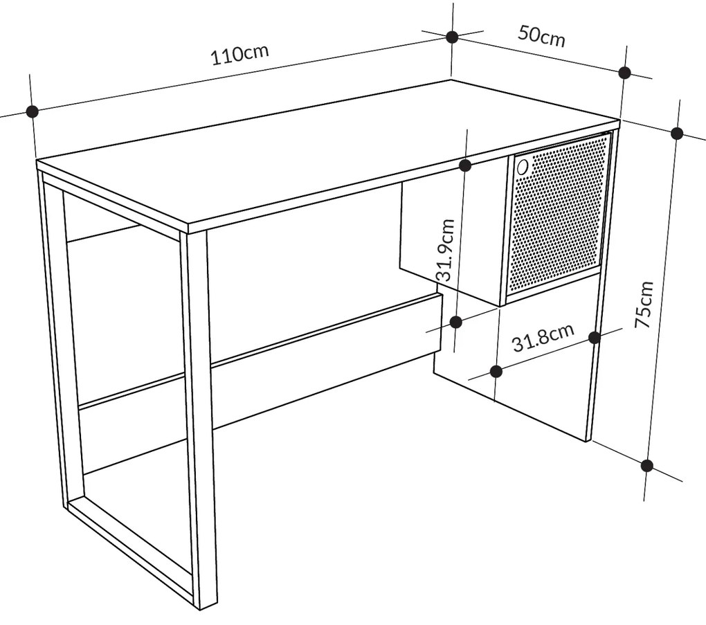 Psací stůl Houseland Indy M4 bílý/dub safírový