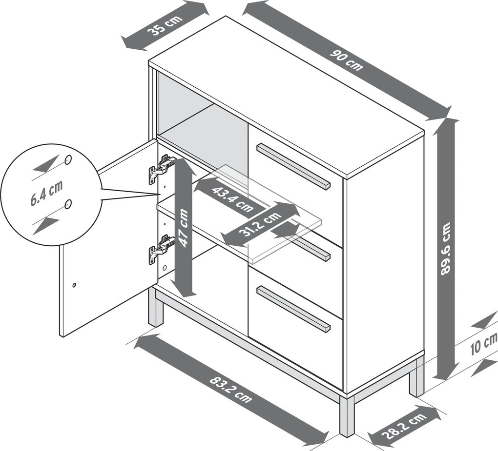 Tchibo - Koupelnová odkládací skříňka ‚Eklund‘ - barva: bílá