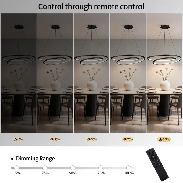 Brilagi-LED Stmívatelný lustr na lanku TWISTER LED/105W/230V pr.100 cm černá+DO