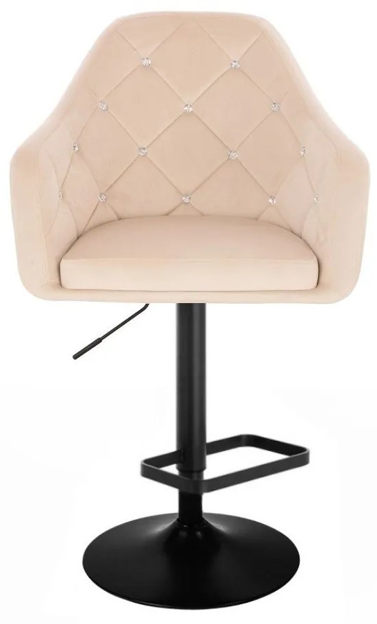 LuxuryForm DESIGN Barová židle ROMA VELUR na černé kulaté podstavě - krémová