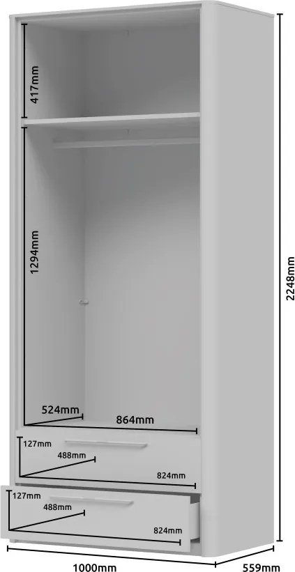 Skříň se zrcadlem AIR - P22-2OG/AI - Pepper bílá lak mat