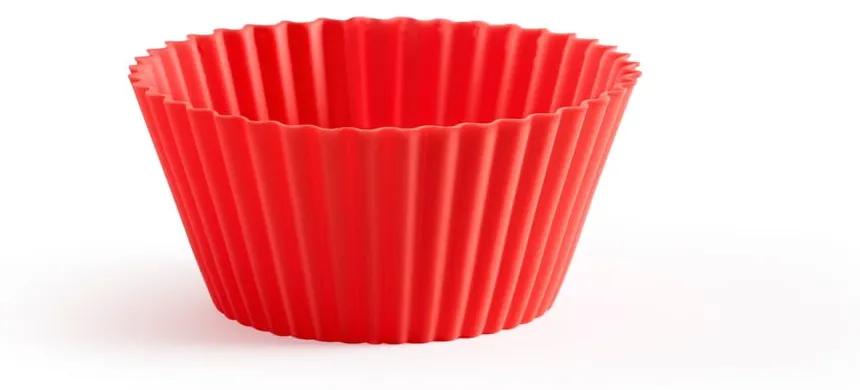 Sada 6 červených silikonových košíčků na muffiny Lékué Single, ⌀ 7 cm
