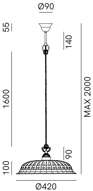 Il Fanale 061.09.OC Anita, rustikální závěsné svítidlo z antické mosazi keramiky, 1x15W LED E27, prům. 42cm