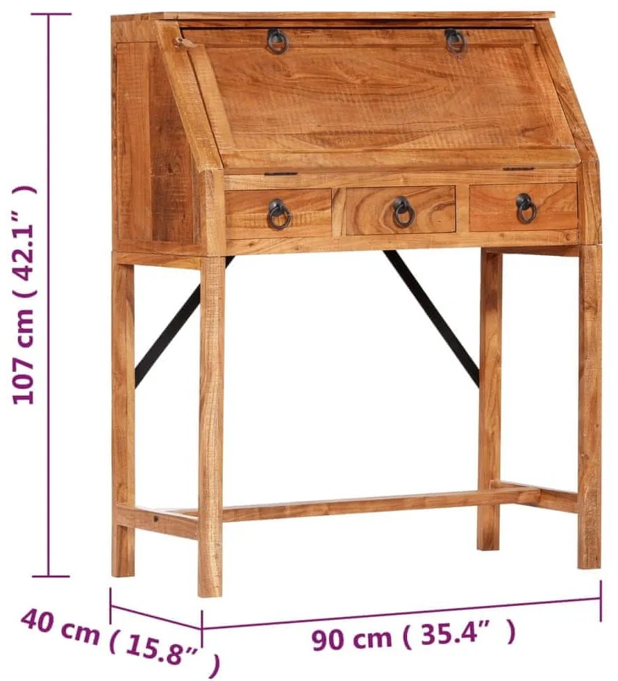 Petromila Psací stůl 90 x 40 x 107 cm masivní akáciové dřevo