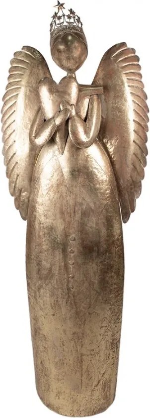 Zlatá antik kovová dekorace anděl v životní velikosti Christmas Angel - 74*31*204 cm