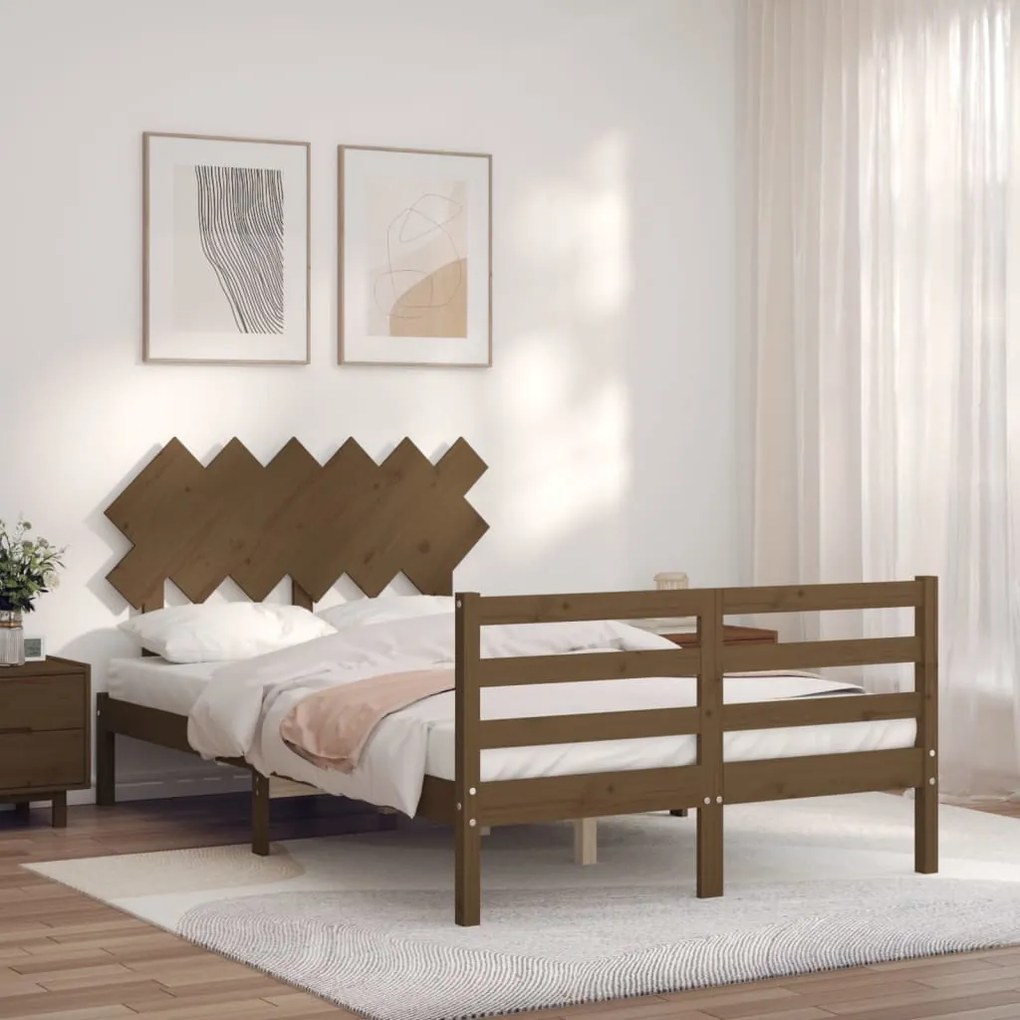 vidaXL Rám postele s čelem 120 x 200 cm masivní dřevo [3195285] Barva: Přírodní