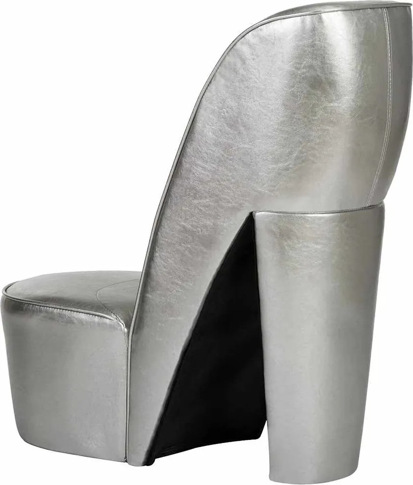 Křeslo s vysokým podpatkem stříbrné umělá kůže 248649
