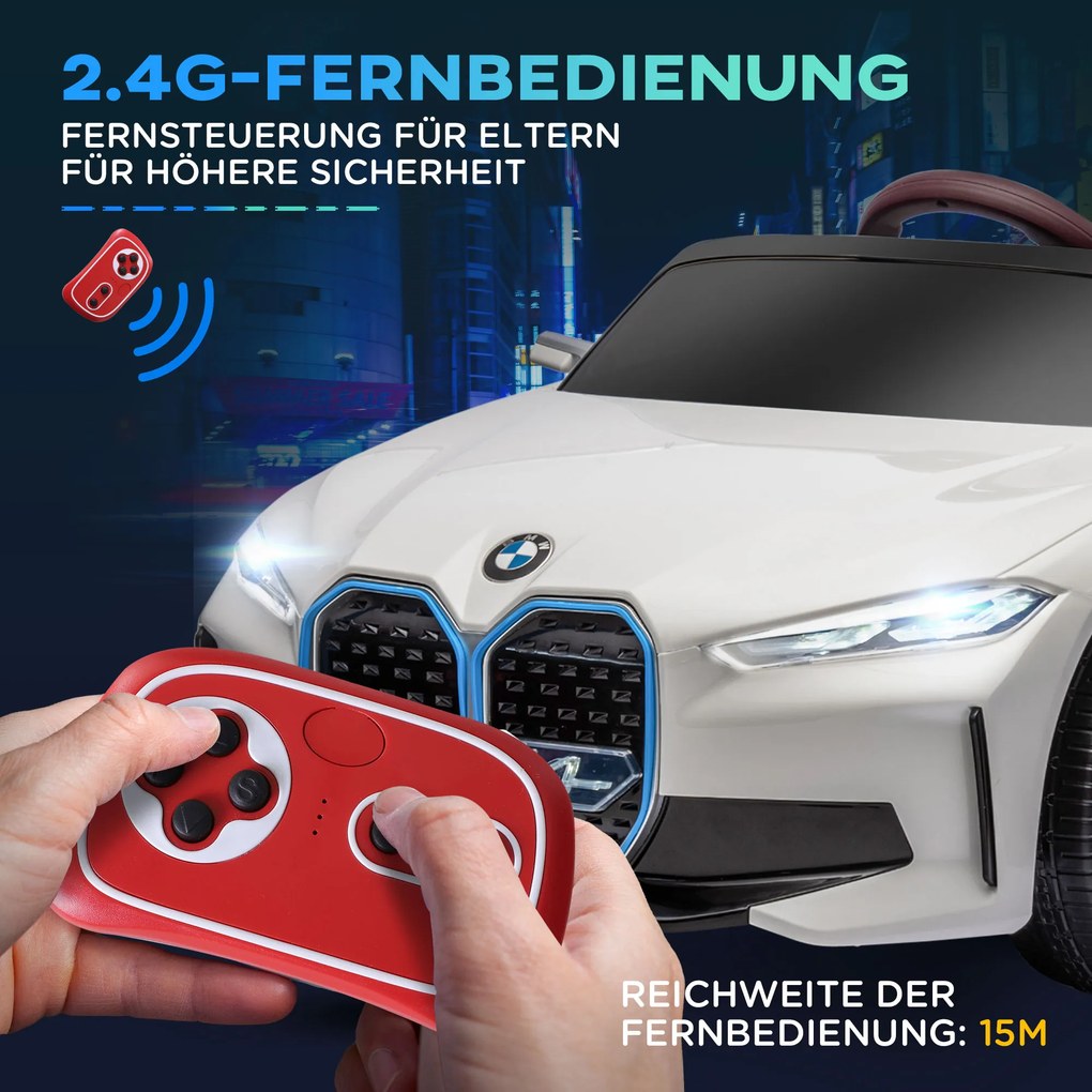 HOMCOM Dětské elektrické autíčko BMW s dálkovým ovládáním, přenosnou baterií, světlomety, MP3 přehrávačem, bezpečnostním pásem, 3-5 km/h, pro děti od…