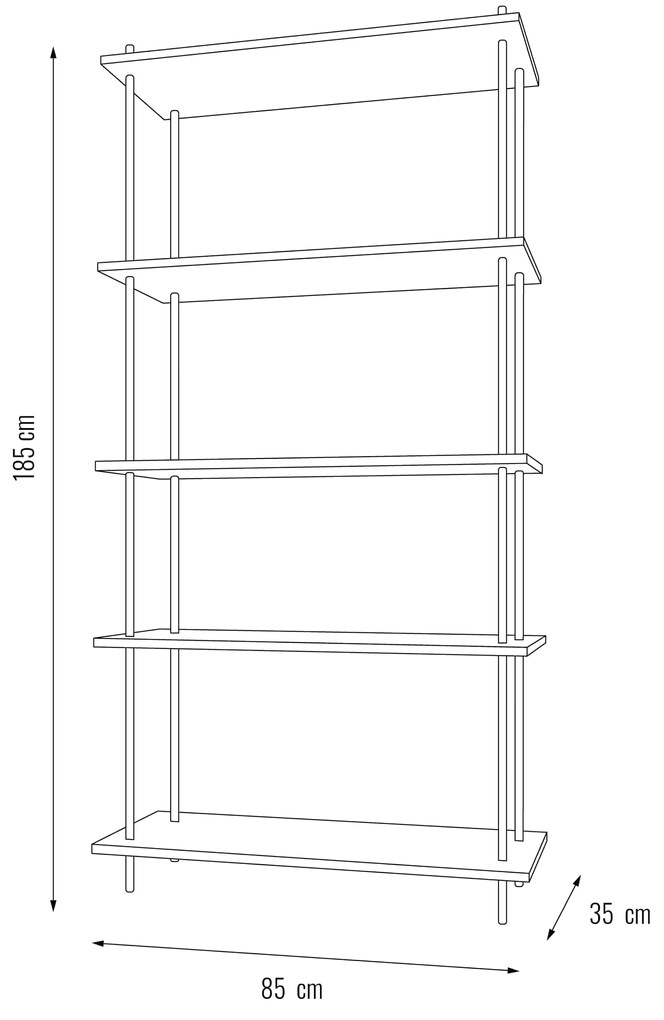 Kovové regály v industriálním stylu DECO, 185x85x35 cm