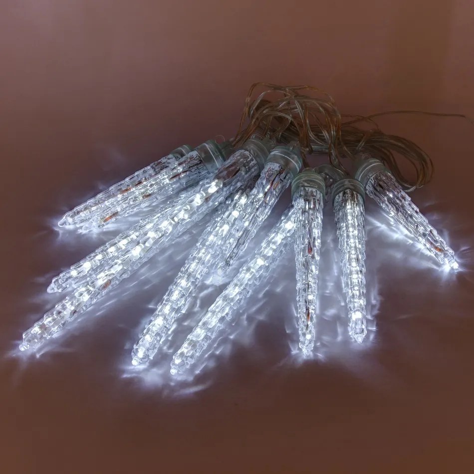 LED vánoční girlanda do interiéru, padající sníh, 1,7 m, ledově bílá, čirý kabel, IP20