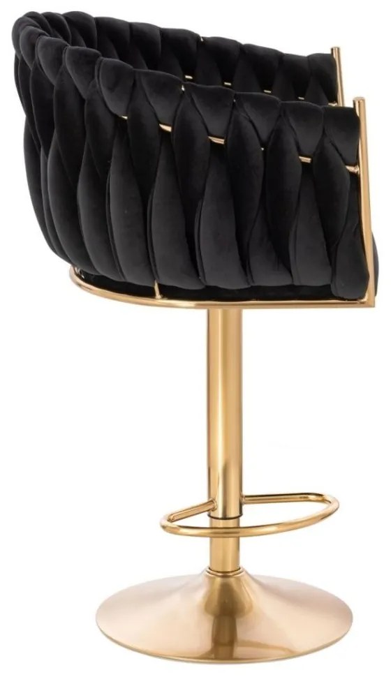 LuxuryForm DESIGN Barová židle NORDEN VELUR na zlaté kulaté podstavě - černá