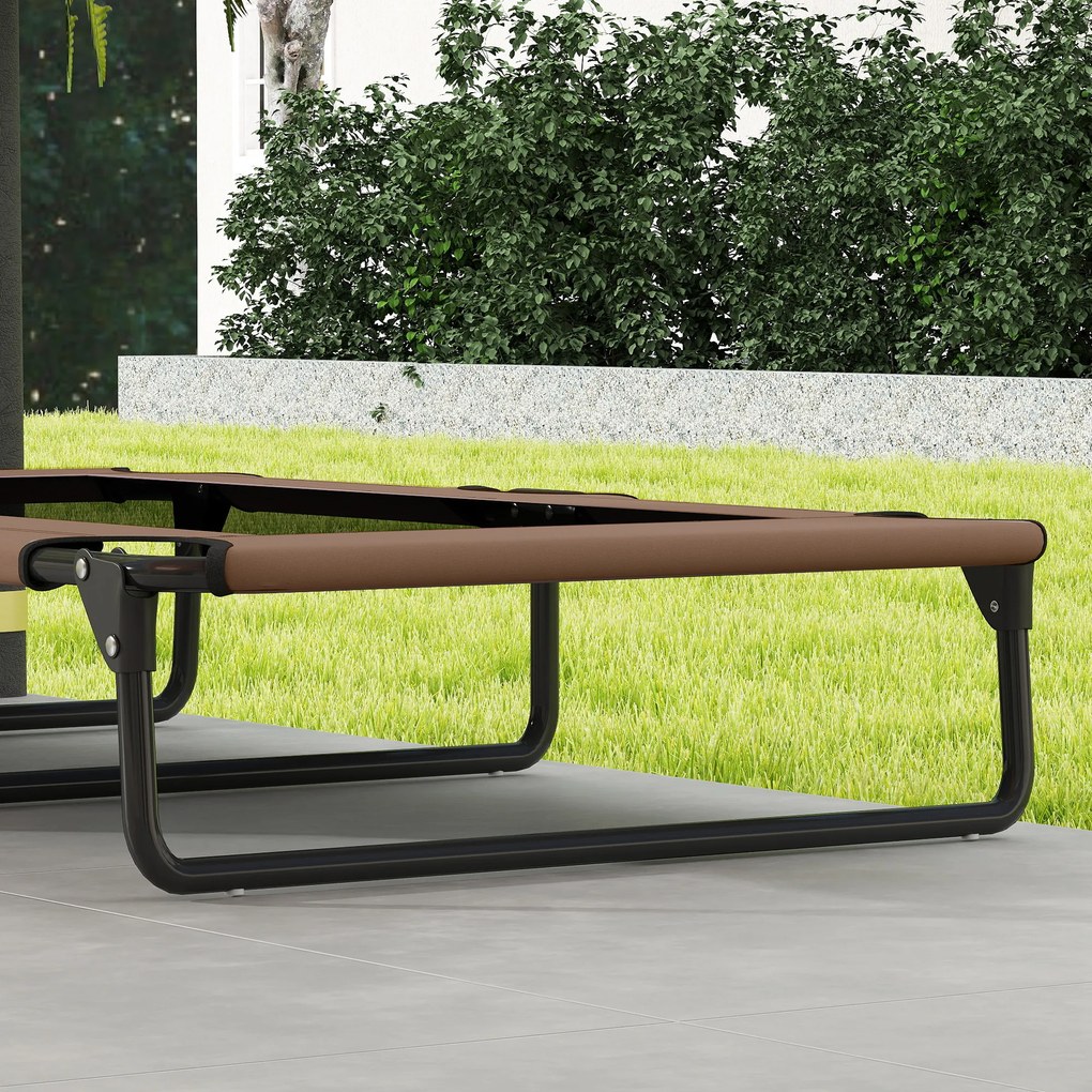 PawHut Zvedená Skládací Psí Postel, Venkovní Psí Lehátko s Mřížkovým Designem, Prodyšné, pro Velké Psy Káva Oxford 107 x 61 x 20 cm