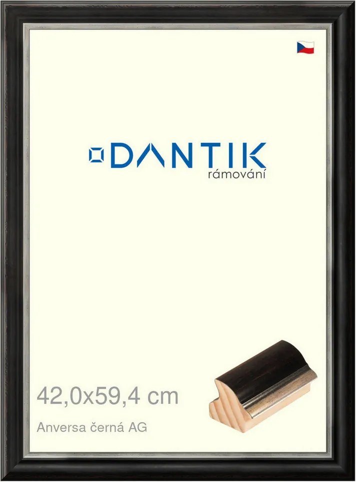 DANTIK rámeček 42x59,4 | ANIVERSA černá AG (Plexi Čiré)