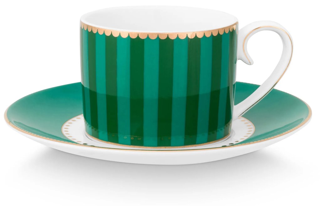 Pip studio Love Birds Stripes espresso šálek s podšálkem 90ml, zelený (šálek s podšálkem)