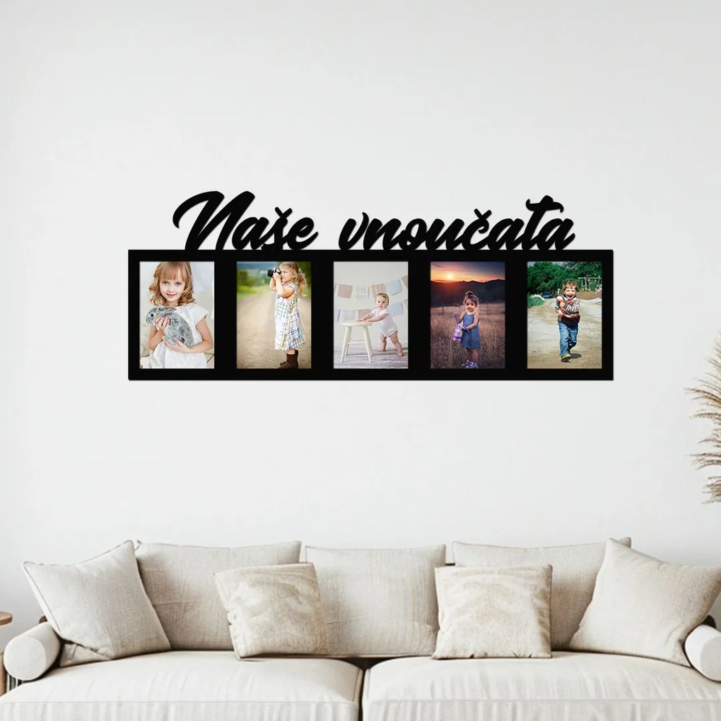dřevo života Dřevěný fotorámeček Naše vnoučata Zvolte barvu dekoru: Antracitová, Zvolte velikost fotografie (cm): 13x18, Počet fotorámečků: 5
