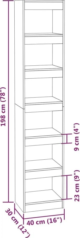 vidaXL Knihovna / dělicí stěna 40 x 30 x 198 cm [811640] Barva: Bílá