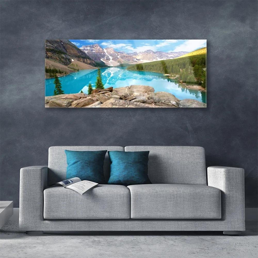 akrylový obraz Hory Jezero Příroda 125x50 cm