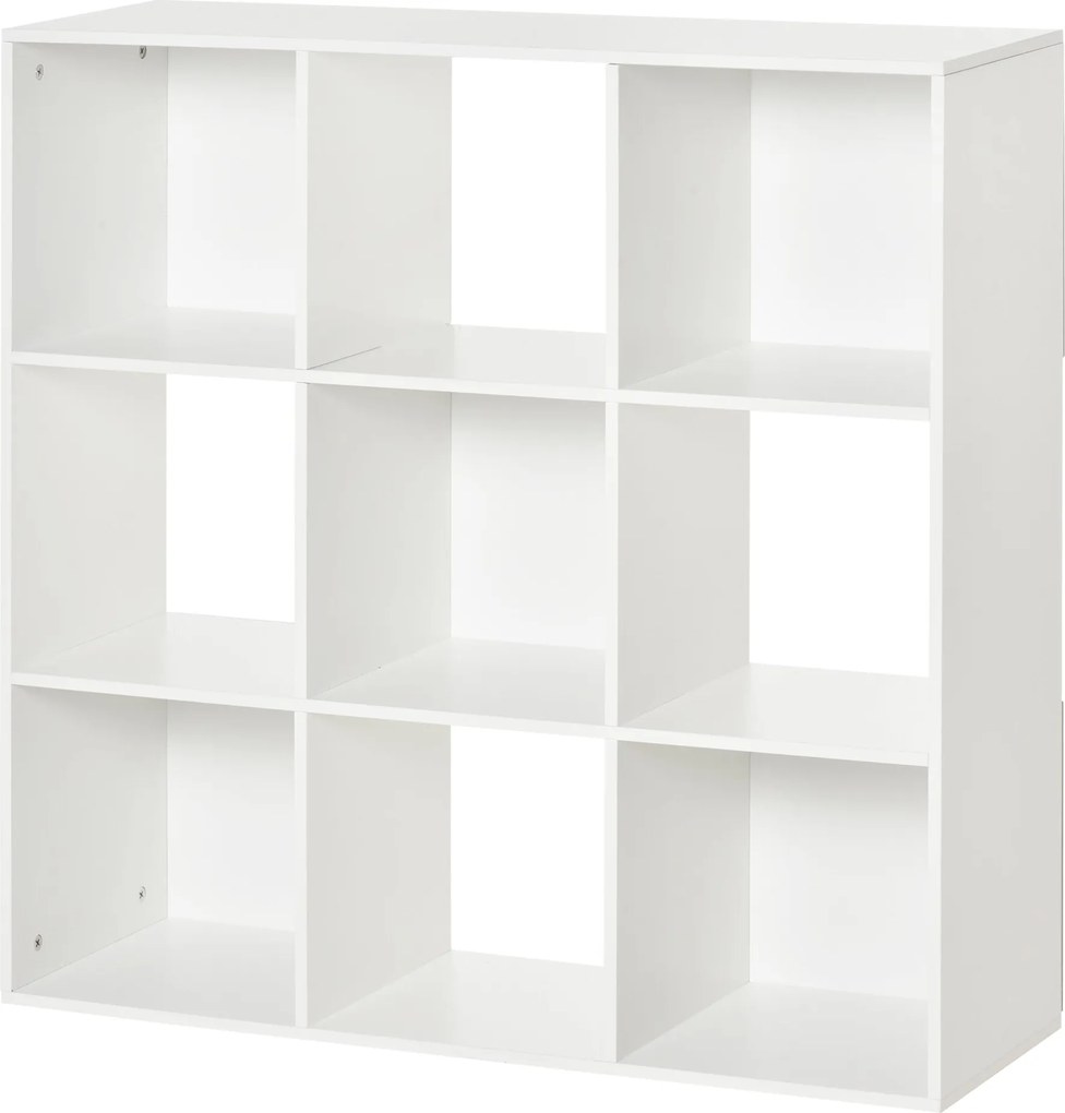 HOMCOM Knihovna 3-patrová Skříň s Úložným Prostorem 9 Krychlových Modulů Samostatný Regál Rozdělovací Stojan 91,5x29,5x91,5cm Dřevo | Aosom