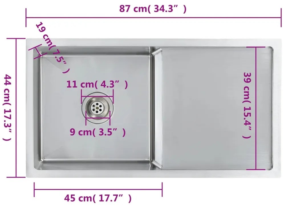 vidaXL Marketos Ručně vyrobený kuchyňský dřez nerezová ocel