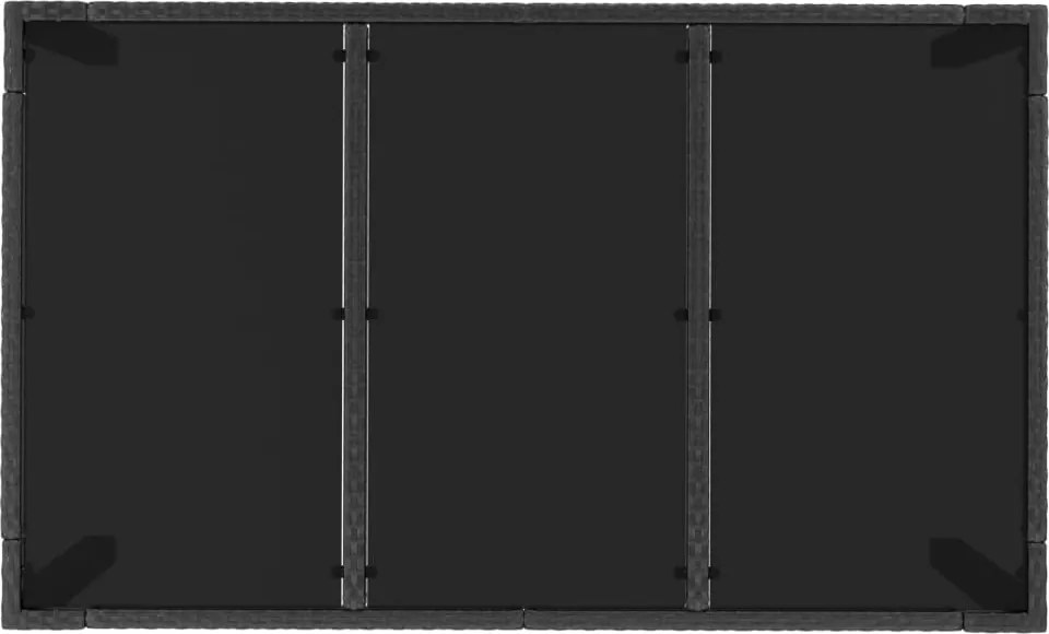 Zahradní stůl se skleněnou deskou černý 150x90x75 cm polyratan 319899