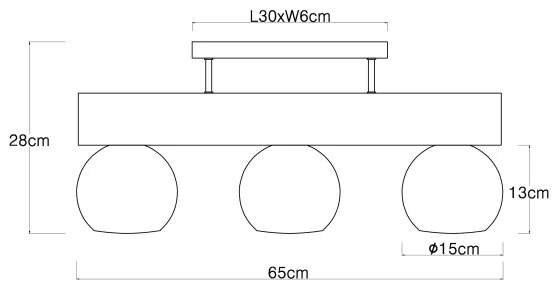 Globo 15656-3D - Lustr přisazený MOITAS 3xE27/40W/230V