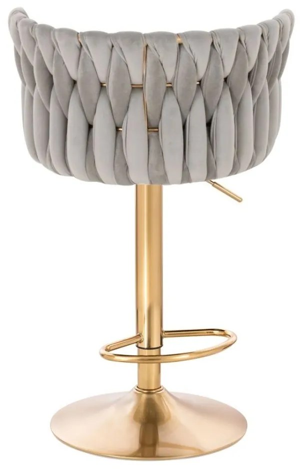 LuxuryForm DESIGN Barová židle LYON VELUR na zlaté kulaté podstavě - světle šedá