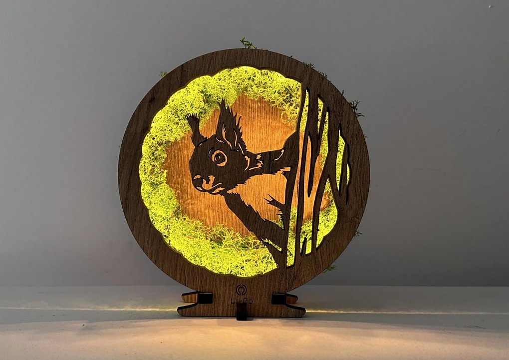 Li-Go "Mechová veverka" lampa 20x22cm provedení povrchu: dub světlý
