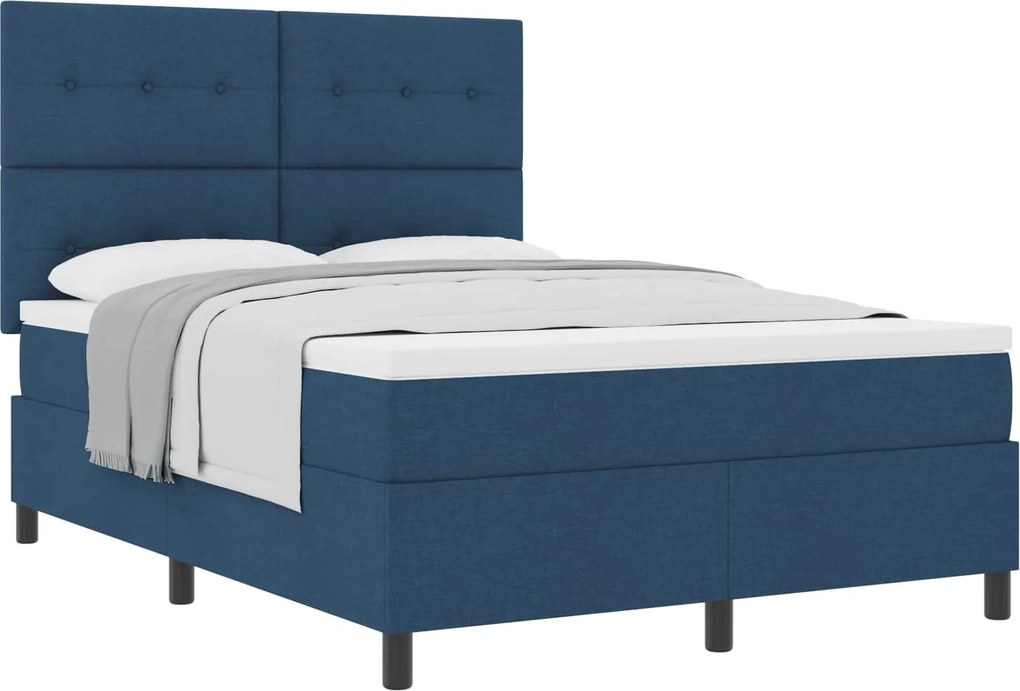 Postel s boxspringem s čelo Modrá 140 x 190 cm textil 3339391