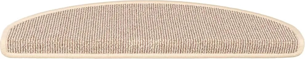 Schodové rohože 15 ks 65 x 21 x 4 cm bílé a hnědé, půlkulaté, velké 149860
