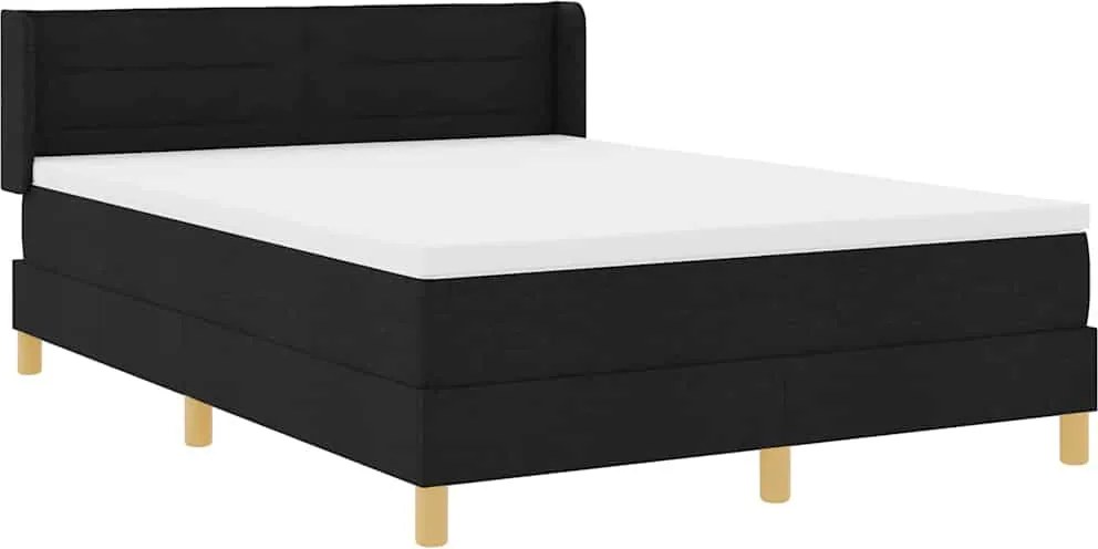 Postel s boxspringem s matrací s čelo Černý 190 x 140 cm textil 3341225