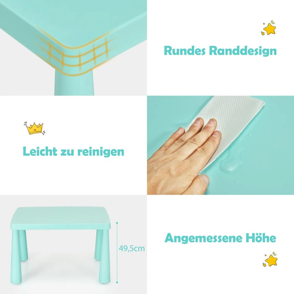 Costway 3 PCS. Kindersitzgruppe Kindertisch mit 2 Stühlen Kindermöbel – zelený