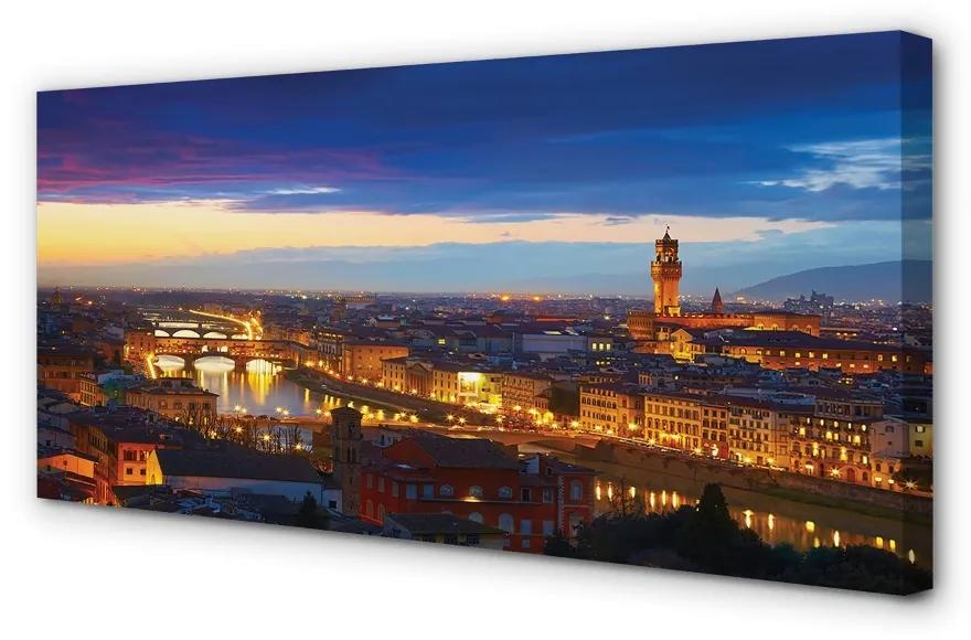 Obrazy na plátně Itálie Night panorama mostů 140x70 cm