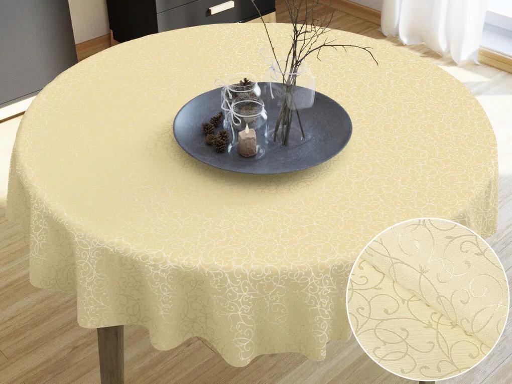 Goldea luxusní dekorační ubrus - vzor vanilková perokresba - kulatý Ø 290 cm