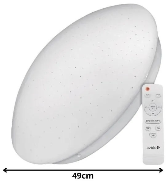 Prémiové led stropní svítidlo Avide Stella XL 49cm 48W 3100lm CCT dálkové ovládání, 3 roky