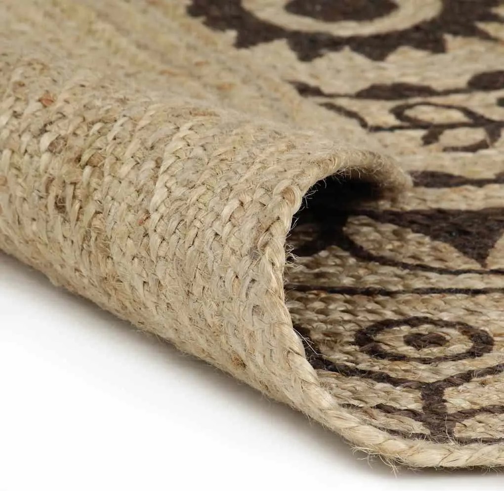 Ručně vyrobený koberec z juty s tmavě hnědým potiskem 90 cm 133704