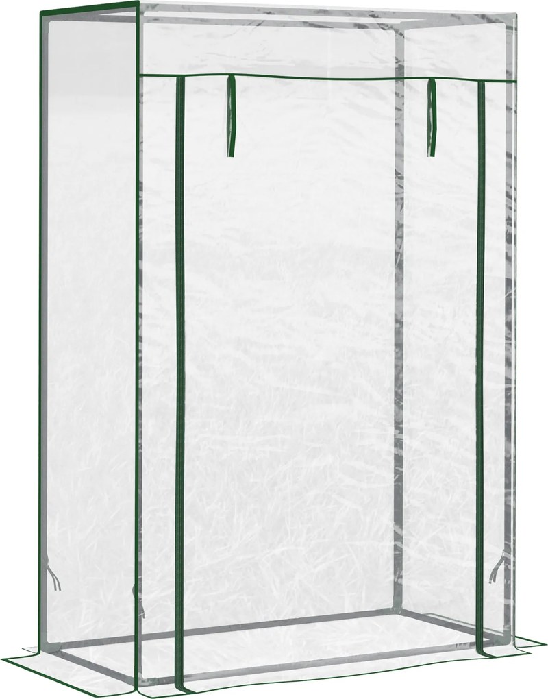 Outsunny Skleník s PE Mřížkovou Fólií, Dveře, Zimní Fóliový Skleník z Oceli, Skleník na Balkon, Zahradu, Dům pro Rajčata 100 x 50 x 150 cm, Rajčatový