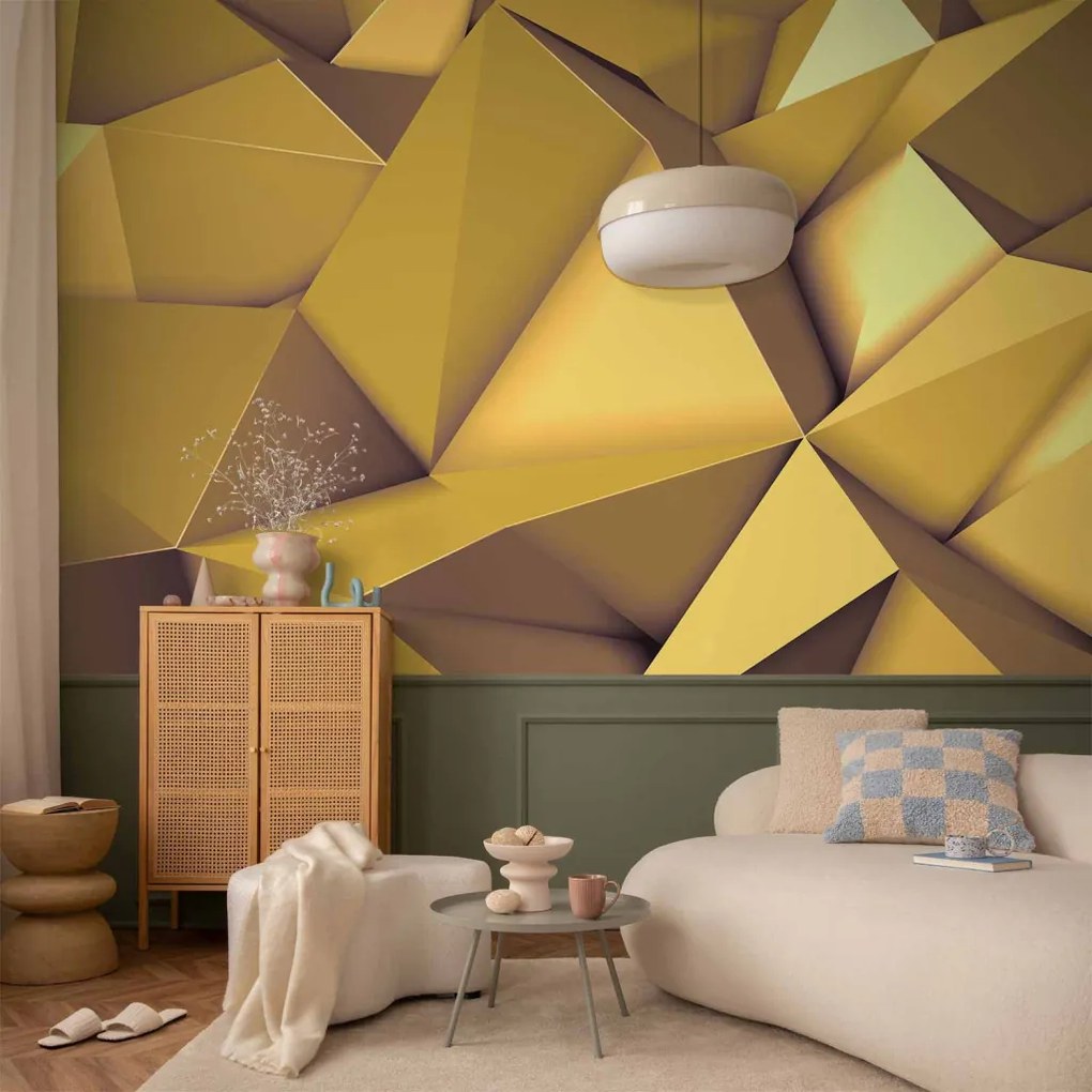 Fototapeta Abstraktní iluze geometrie 3D - kompozice v zlaté barvě