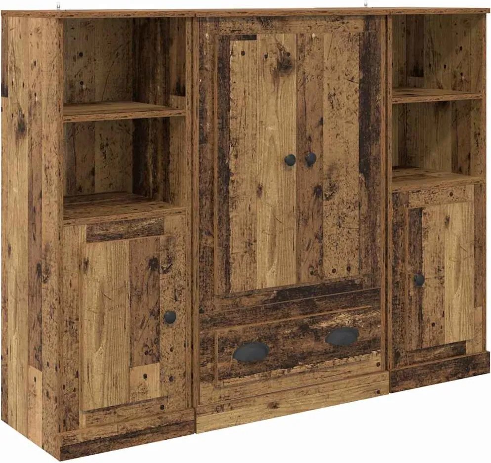 Vysoký bufet 3 ks Staré dřevo 132 x 35,5 x 103,5 cm 3402674