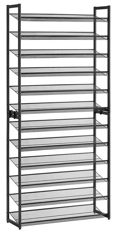 Stohovatelný regál na boty IDA, 12 polic, 92,5x31x223cm, černá Jurhan