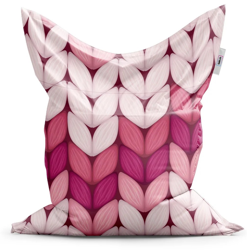 Sedací vak SABLIO - Tříbarevné růžové pletení 200x140 cm