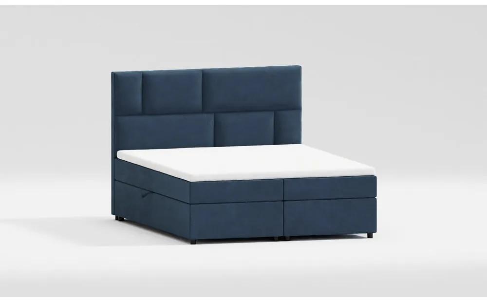 Tmavě modrá boxspring postel s úložným prostorem 140x200 cm Lola – Ropez