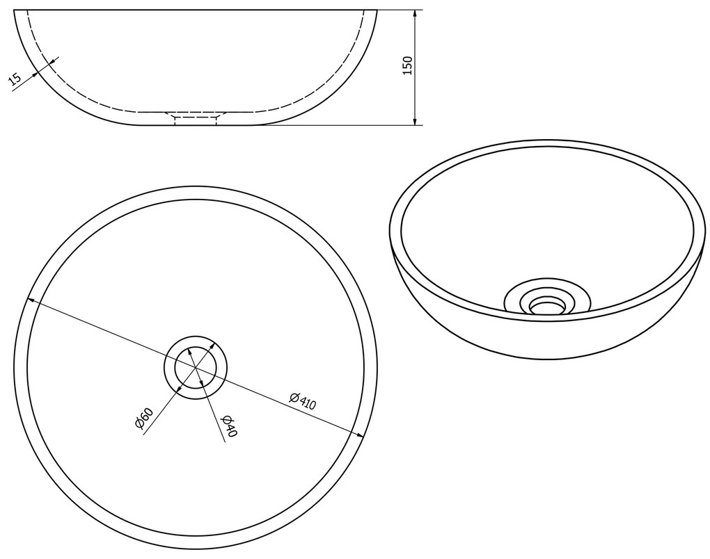 Sapho, PRIORI keramické umyvadlo, průměr 41 cm, 15 cm, fialová s ornamenty, PI022