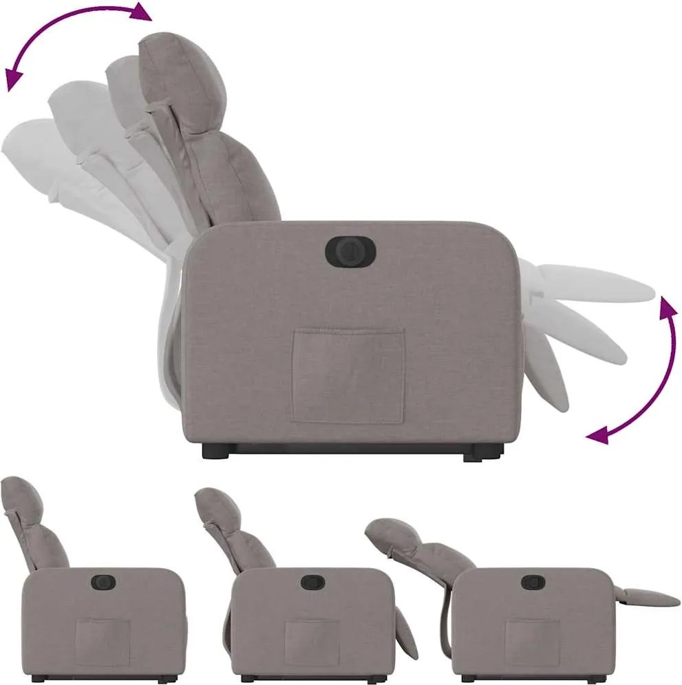 Elektrické zvedací polohovací křeslo taupe textil 3206724