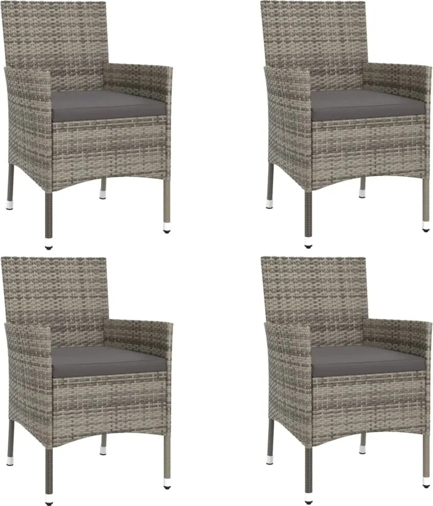 5dílný zahradní bistro set s poduškami šedý polyratan 3187435