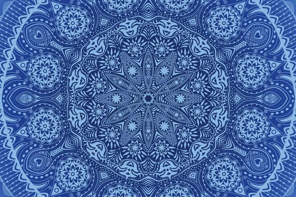 Obraz okrasná Mandala s krajkou v modré barvě - 120x80 cm