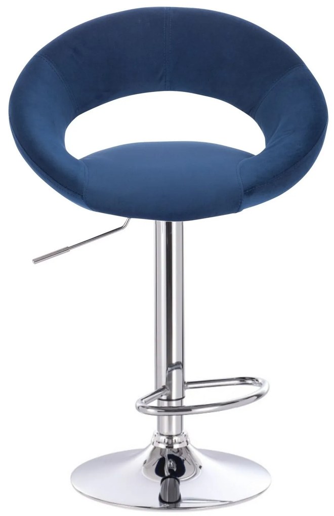 LuxuryForm Barová židle NAPOLI  VELUR na stříbrném talíři - modrá